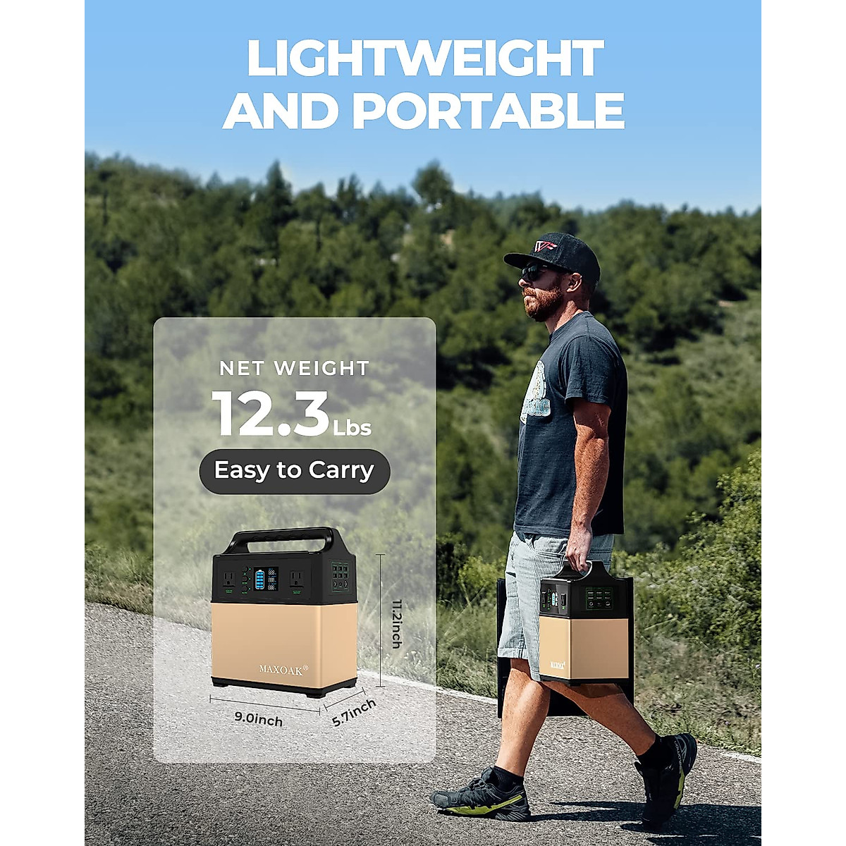 BLUETTI Portable Power Station EB40, 400Wh Lithium Battery Backup w/ 2 Pure-Sine Wave AC Outlets, Type-C Output, Solar Generator for Outdoor Camping, Travel, Home Use, Emergency, Black