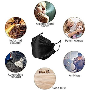 TVRtyle 50PCS White Adult KF94 Mask 3D Design 4-Layers Breathable KF94 Mask Black Cup Dust Mask for Outdoor Daily Use