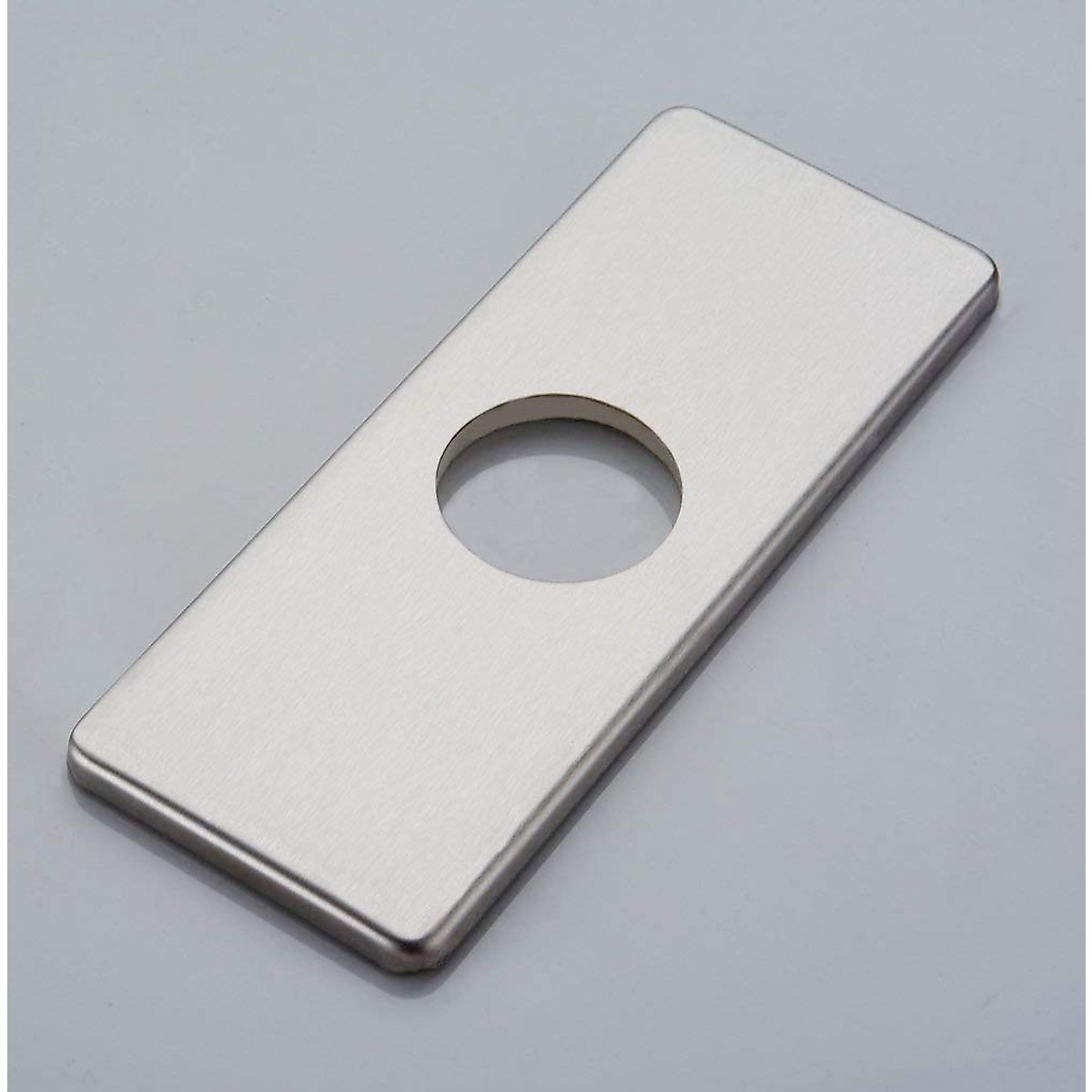 Homevacious 6 inch Bathroom and Kitchen Vanity Sink Faucet 4 inch Hole Cover Deck Plate Square Escutcheon Brushed Nickel Satin Stainless Steel