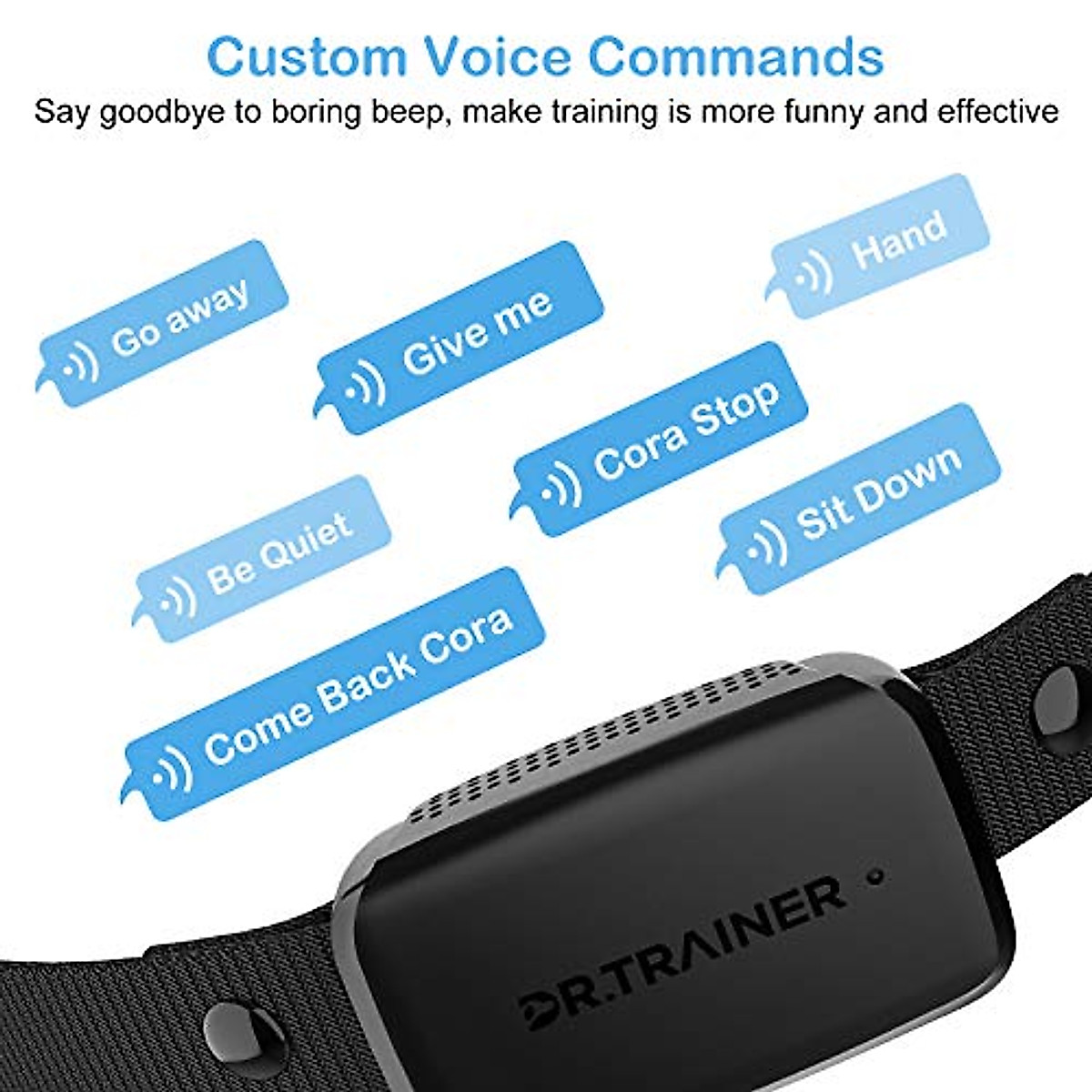 Dr.Trainer Automatic Bark Collar with Remote Control up to 2300ft, Electronic Dog Training Collar, Waterproof Dog Shock Collar for Dog with Custom Sound, APP Setting & Barking Record
