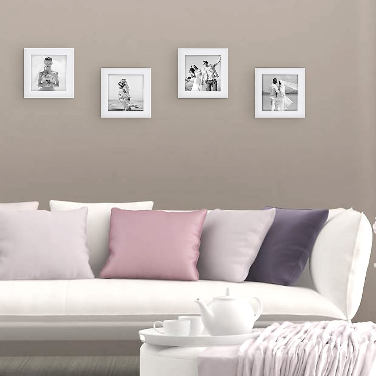 Picture Frames 5x5 White Nature Solid Wood 2 Pack for Wall Mount and Tabletop Display