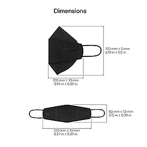 C&G Korea Masks [5 Pc] Disposable Black KF94 Certified C&G Korea Face Masks, 5 Count (Pack of 1)