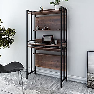 5-Tier Bookcase, Multi-Ways Adjustable Rack Shelf, Open Design Bookshelf for Home Office, Columbia Walnut