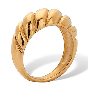 PalmBeach Yellow Gold Ion-Plated Stainless Steel Shrimp Style Ring (2.75mm) Sizes 6-10 Size 9