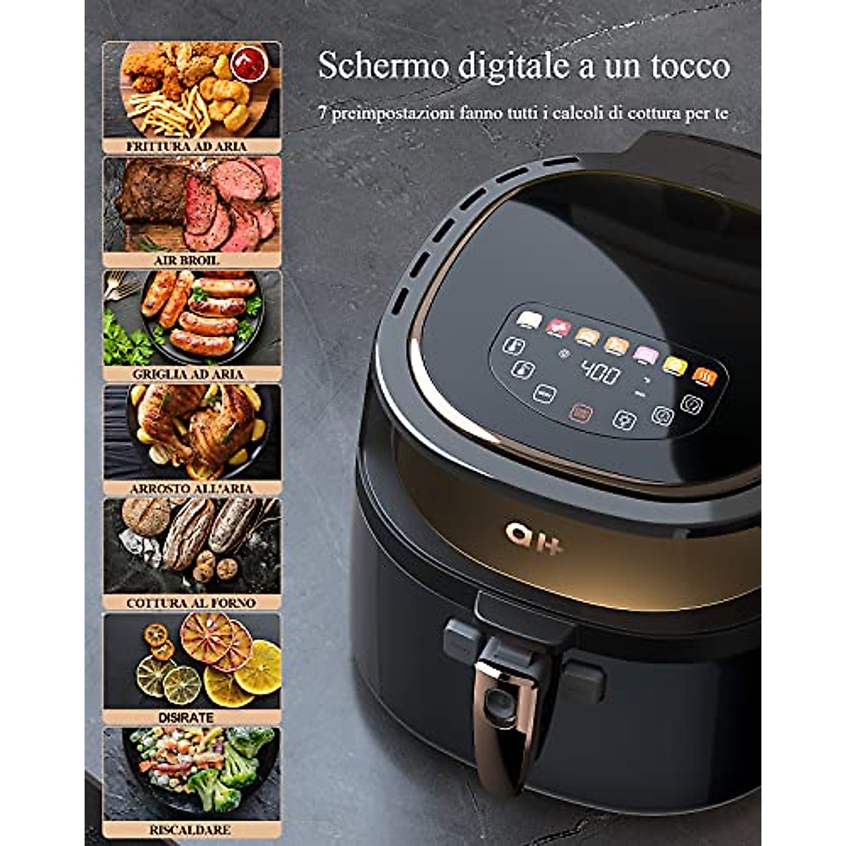 Large Air Fryer 8 Quart with Viewing Window, Big Capacity Family Size Oilless Airfryer Oven with 100 Recipt Digital Recipe Cookbook, Nonstick Basket and Dishwasher Safe