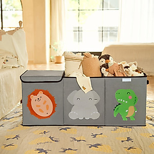 GRANNY SAYS Toy Storage Organizer with Lids, Extra Large Toy Boxes for Kids, Toy Chest for Kids with Handles and Divider, Toy Bin for Nursery Room, Playroom, Closet, 142L, Dark Gray