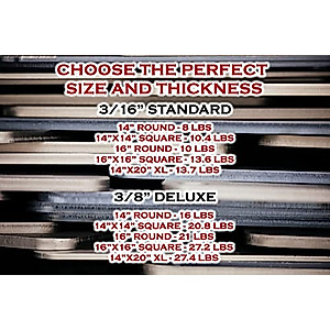 THERMICHEF by Conductive Cooking - Square Pizza Steel Plate for Oven Cooking and Baking (3/8" Deluxe, 16”x16” Square) - Made in USA