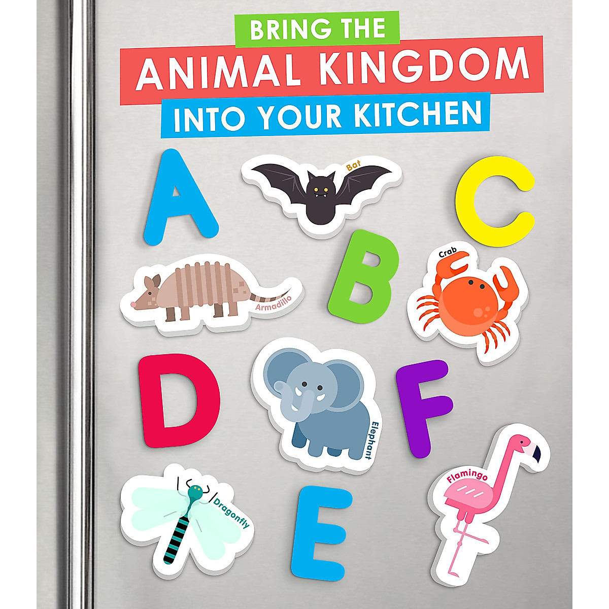 Curious Columbus Animal Magnets - 52 Toddler Magnets For Refrigerator - Fridge Magnets For Toddlers Play with Magnetic Letters - ABC Kid Magnet for Alphabet Learning - Kids Foam Animals A-Z Activities