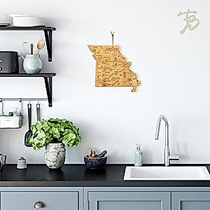 Totally Bamboo Destination Missouri State Shaped Serving and Cutting Board, Includes Hang Tie for Wall Display