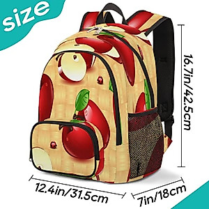 Apples Pattern Bookbag School Backpack Teens Girls Boys Schoolbag Shoulder Computer Hiking Gym Travel Casual Travel Daypack