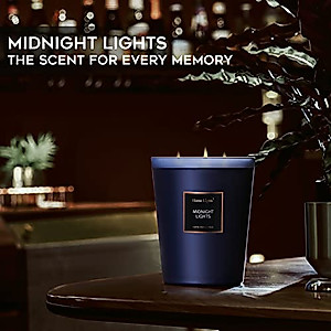 HomeLights Highly Scented Soy Candles Big 33.3 oz for Home. 3 Cotton Wicks, Smokeless Long Lasting 130 hrs in Midnight Lights. 5x6, Great Gift for Women & Men