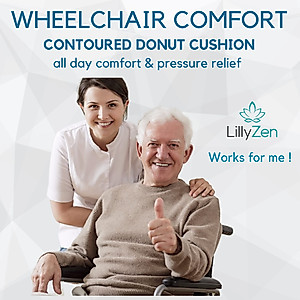 Lillyzen Donut Pillow for Tailbone Pain Relief Memory Foam Seat Cushion Orthopedic Pressure Relief Sitting Coccyx Sciatica Hemorrhoids Pregnancy Postpartum Office Chair Butt Pillows (Black Grey)