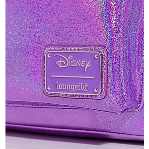 Loungefly Disney Minnie Mouse Glitter Sparkle Womens Double Strap Shoulder Bag Purse (Purple)