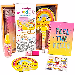 Just My Style MoodJoy Happi Birdi Happiness Beauty Set by Horizon Group USA, Mood-Boosting Wellness Kit, Self-Care Kit, Mindfulness Journal, Facial Sheet Mask, Body Mist Spray, Clean Beauty Products