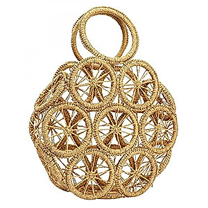 Straw Crossbody Bag for Summer Women Beach Shoulder Top Round Lemon Pattern Tote Handbag (1)