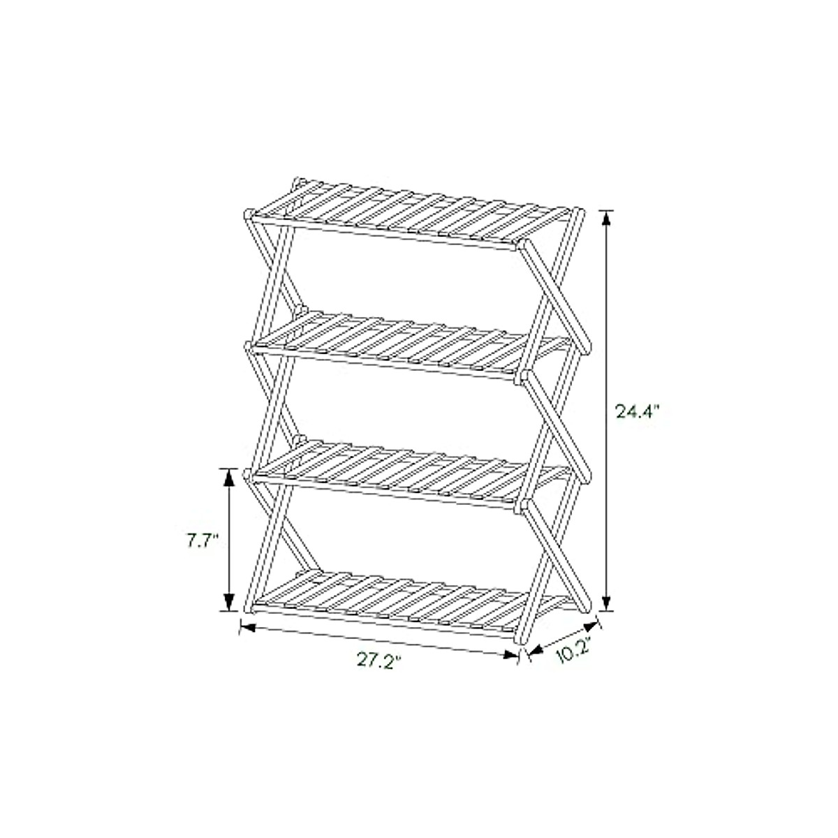 Mandorra Bamboo Shoe Rack 4 Tier Space Saving Free Standing Shoe Shelf No Assembly Foldable Shoe Rack Storage Organizer for Closet Hallway Bathroom Living Room Bedroom, Balcony, Folding (Natural)