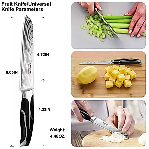 Santoku Knife Ultra Sharp Kitchen Chef Knife Set, Professional Japanese Knife Made of German High Carbon Steel ,7-Inch chopping Knife with Finger Guard, Ergonomic Handle, Comes with Gift Box (2PCS)