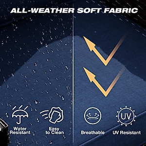 Joyside Patio Sofa - 3 Seater Rattan Sofa, All Weather High Back Sofa, Upgraded Large Size with 4inch Seat Cushions for Backyard, Garden, Poolside (Brown/Blue)