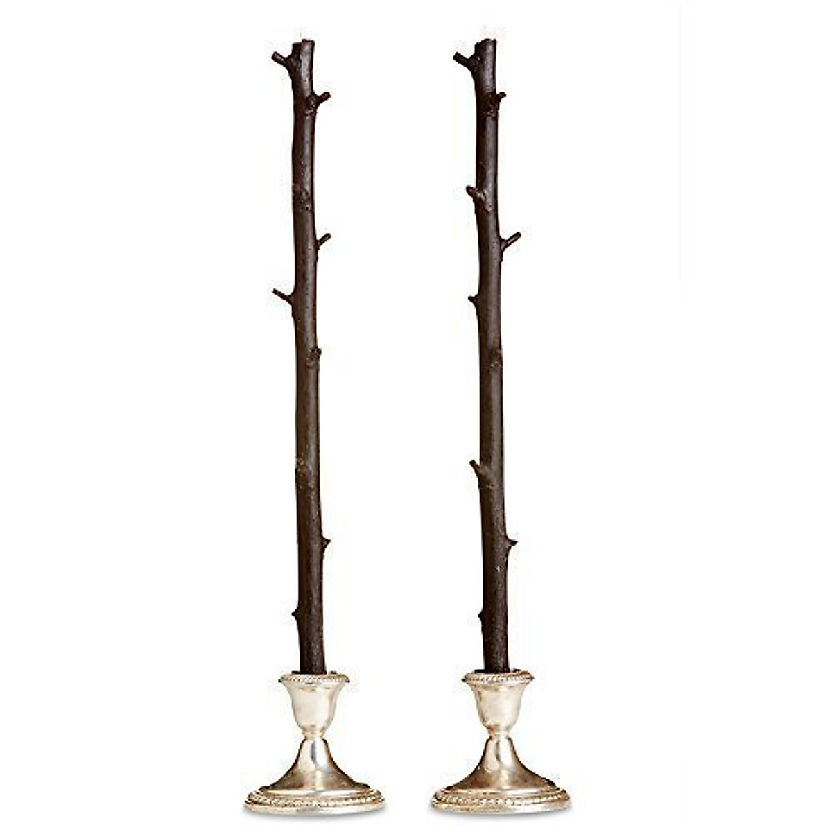 Stick Candles/Hickory Casting/Beeswax/Pair