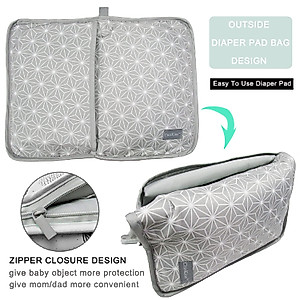 Portable Diaper Changing Pad for Baby Diaper Changing Kit with Detachable Changing Mat and Wipes Pocket Newborn Girls and Boys Baby Shower Gifts (Grey)
