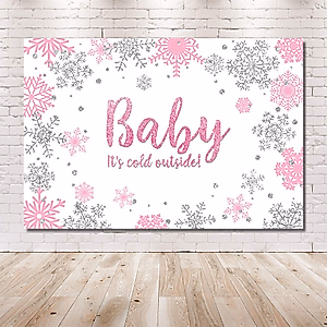 MEHOFOND Winter Girl Baby Shower Photo Background Props Snowflakes Purple and Silver Backdrops Party Decoration Baby It's Cold Outside Photo Photo Banner for Dessert Table Supplies 7x5ft