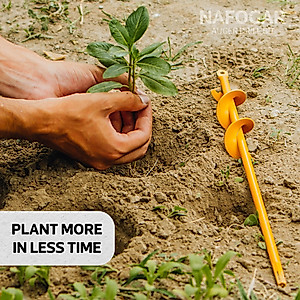 NAFOGAR Garden Auger Drill Bit for Planting - 2"(D) x14.5"(L) - Post Hole Digger Drill Auger for Gardening Bulbs, Flowers, and Bedding Plant - Made to Fit in Any 3/8 Hex Drill (Yellow)