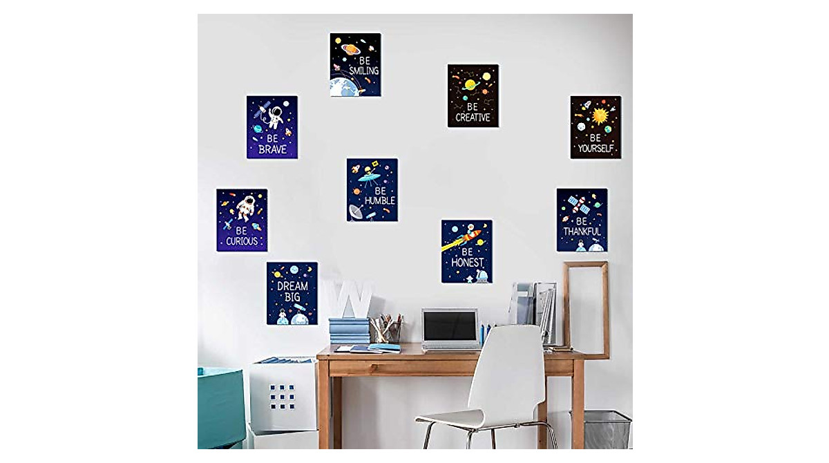 Space Wall Prints Set - 9 Inspirational Posters for Kids & Dorms