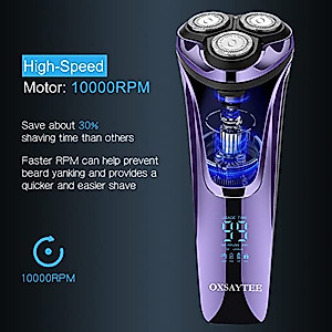 Electric Razor Men's Electric Shaver, USB Rechargeable Wet and Dry Shaver with Pop-up Trimmer and Portable Storage Pouch, Face Shaver Cordless Travel Shaver, Purple