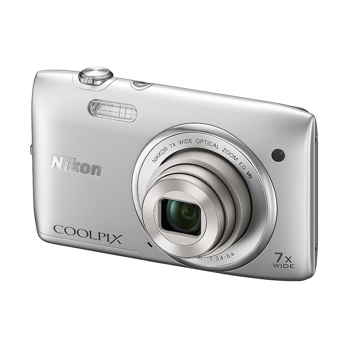 Nikon COOLPIX S3500 20.1 MP Digital Camera with 7x Zoom (Silver) (OLD MODEL) (Renewed)