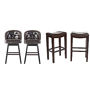 Christopher Knight Home Ogden KD Swivel Barstool (2 Piece Set) - Brown & Avondale Backless Bar Stools, 2-Pcs Set, Brown