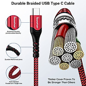 iSeekerKit USB C Cable 1.5FT [3Pack], Short USB A to USB C Cable Fast Charging Data Sync Cord Compatible for Samsung Galaxy S20 S10 S9 S8 Note 9 8, LG G8 G7, Google Pixel 2XL-Red