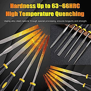 Glarks 18Pcs Assorted Wood Rasp Set Include 12Pcs Mini Hand Metal Files, A Brush and Storage Box with 4Pcs Sandpaper for Fixing Jewelers Diamond Wood Carving Craft