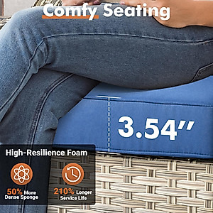 ovios 5 Piece Outdoor Patio Furniture with Swivel Chair & Ottoman,Rattan Wicker Coversation Set with High Back,Sectional Sofa for Outside Porch Balcony Backyard Pool,Navy Blue