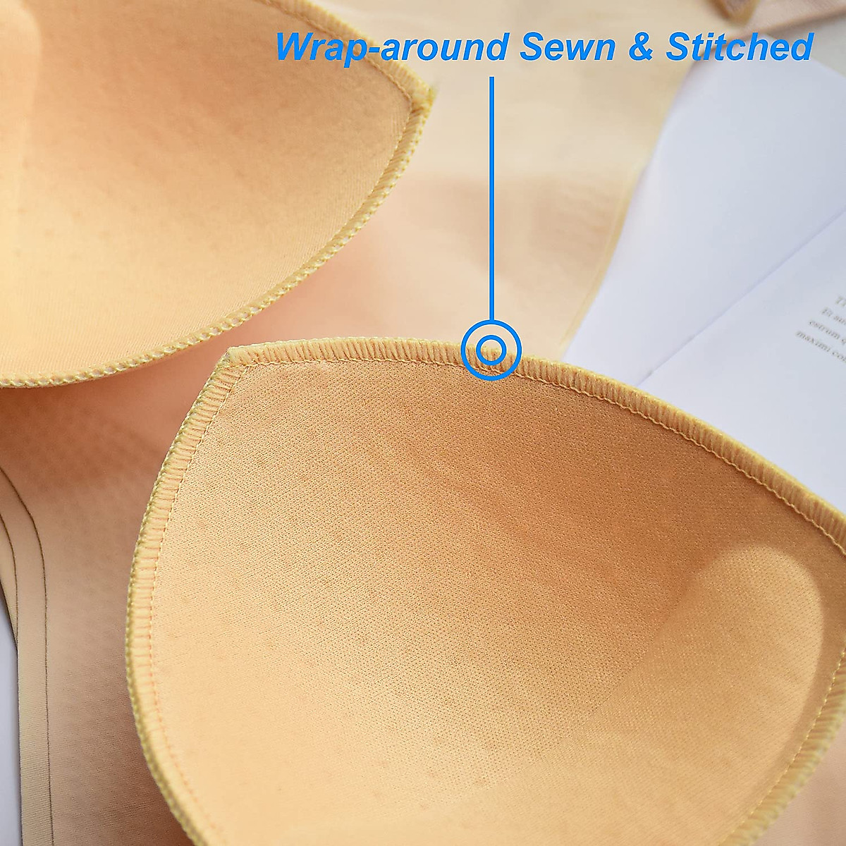 TopBine Removable Bra Pads Inserts Women's Comfy Sports Cups Bra Insert for BIkini Top Swimsuit (4 Beige, B/C)