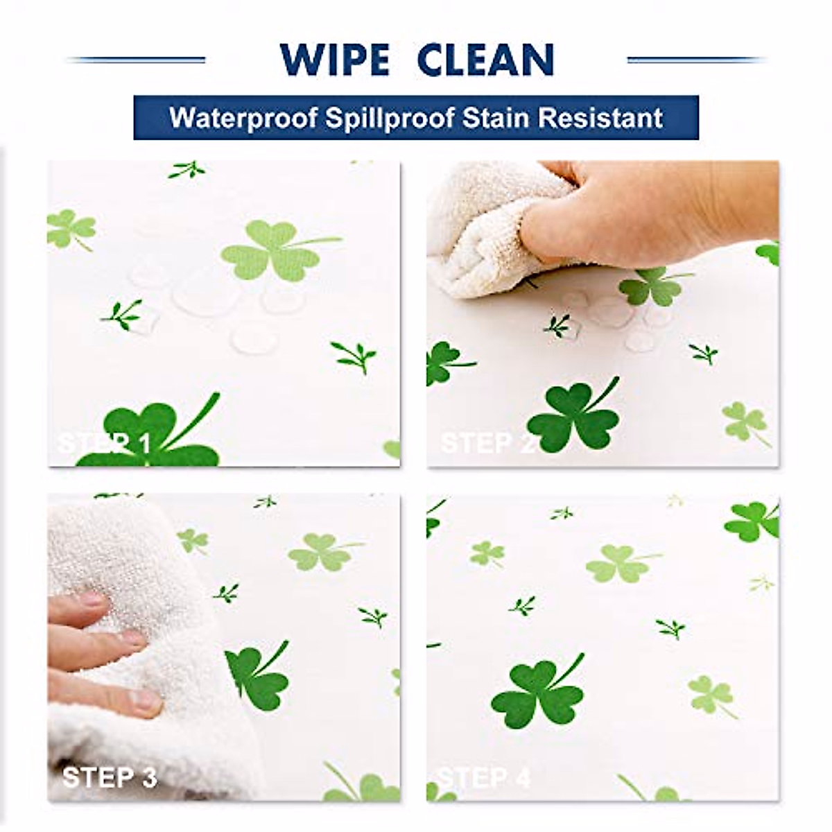 Hiasan Waterproof St Patricks Day Tablecloth Square, 52 x 52 Inch - Washable Shamrock Fabric Table Cloth for Spring and Outdoor Use