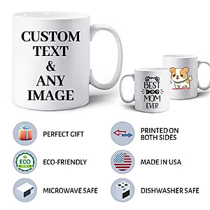 Custom Coffee Mug, Personalized 11oz Mug Design Your Own with Photo Text Name, Customized Birthday Christmas Gifts for Mom Dad, Tazas Personalizadas