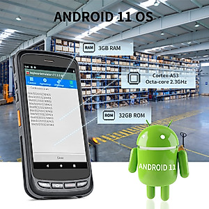 Posunitech Android 11 Barcode Scanner TA08 with Tempered Film IP65 Rugged PDA Data Terminal Mobile Computer with 1D/2D Zebra-SE4710 Reader Wi-Fi 6 Bluetooth 4G 8000mAh Battery for WMS Management