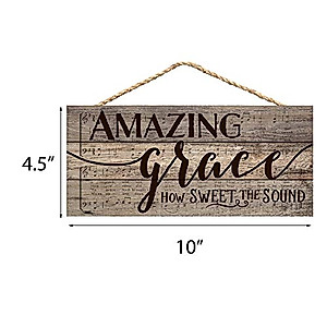 P. Graham Dunn Amazing Grace Rustic Sheet Music Design 5 x 10 Wood Plank Design Hanging Sign