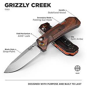 Benchmade - Grizzly Creek 15062 EDC Knife with Wood Handle (15062)