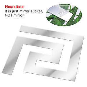 SelfTek 60Pcs DIY Mirror Stickers Removable Adhensive Wall Stickers Decals for Home Art Room Bedroom Background Decoration (Geometric Greek Key Pattern)