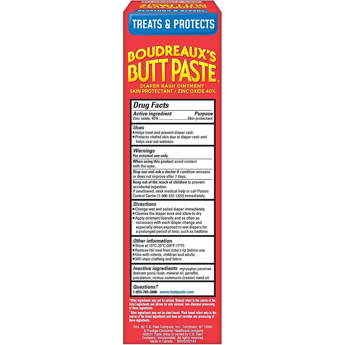 Boudreaux's Butt Paste Maximum Strength Diaper Rash Cream, Ointment for Baby, 4 oz Tube (Pack of 4)