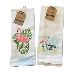 Lunch Money Set of 2 Flamingos Themed Kitchen Towels Hand Towels Spring Towels Summer Towels - Be a Flamingo in a Flock of Pigeons