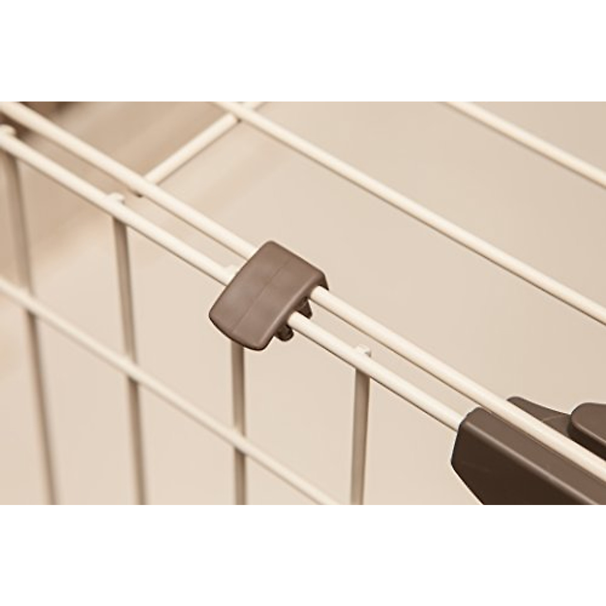 IRIS USA Medium Portable Wire Animal Cage, Easy Assembly Wire Dog Crate Animal House with Removable Casters and Top Access, Almond/Brown