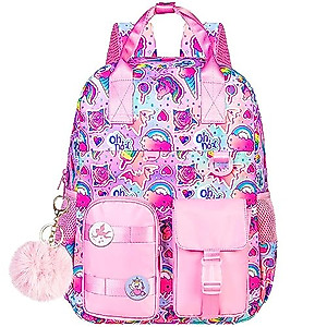 Backpack for Girls, 16” Kids Unicorn Preschool Elementary Bookbag, Cute Lightweight Water Resistant Travel School Bag for Little Girls With Chest Strap