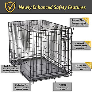 MidWest Homes for Pets Newly Enhanced Single & Double Door New World Dog Crate, Includes Leak-Proof Pan, Floor Protecting Feet, & New Patented Features