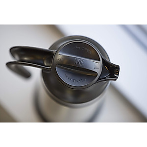 Service Ideas SSN100HHET Steelvac Carafe, Half & Half" Etched, 1 L, Black Base