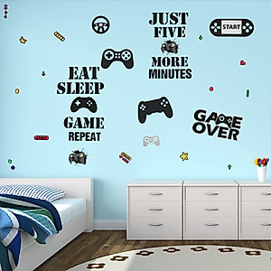 Gamer Room Decor Gaming Wall Decals Sticker Gamer Decals Boys Room Decals Video Game Decor Eat Sleep Game Wall Decal for Gamer Bedroom Playroom Decorations (Classic Style)