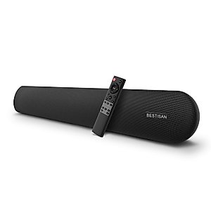 Soundbar, BESTISAN 80 Watts TV Sound Bar Home Theater Speaker with HDMI, Optical, RCA, AUX Port, Bluetooth 5.0, Movie/Music/Dialogue Audio Mode, Enhanced Bass Technology, Bass Adjustable, 2023 Version
