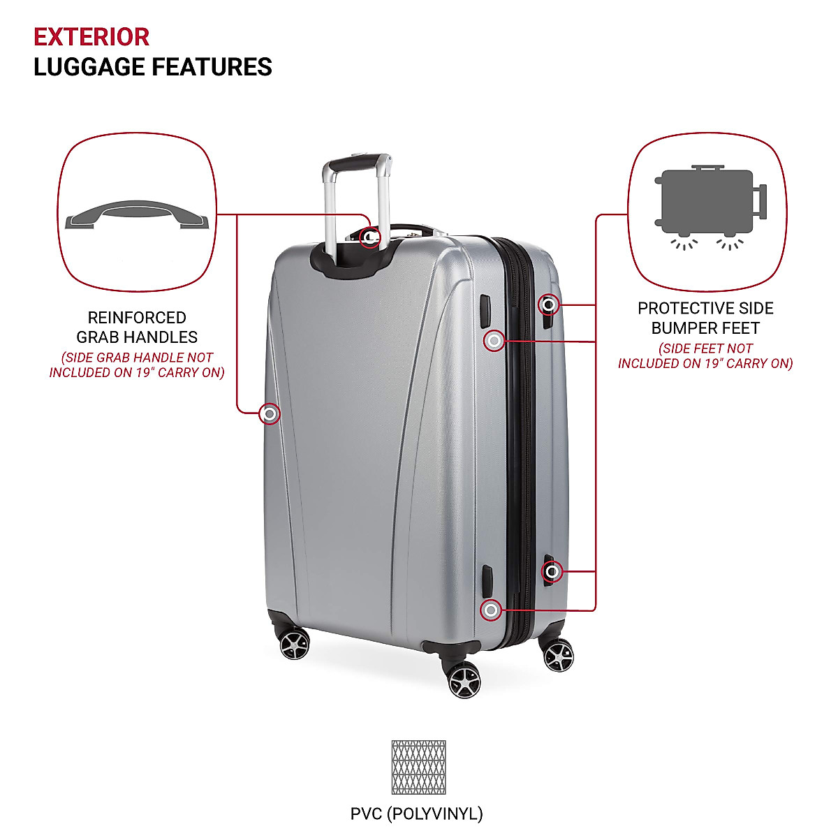 SwissGear 7585 Hardside Expandable Luggage with Spinner Wheels, Silver, Checked-Large 28-Inch