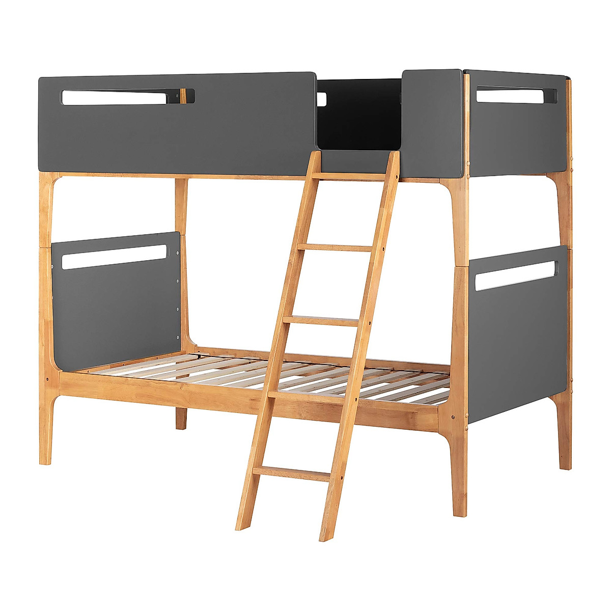 South Shore Bebble Bunk Bed, Twin, Charcoal Gray and Exotic Wood
